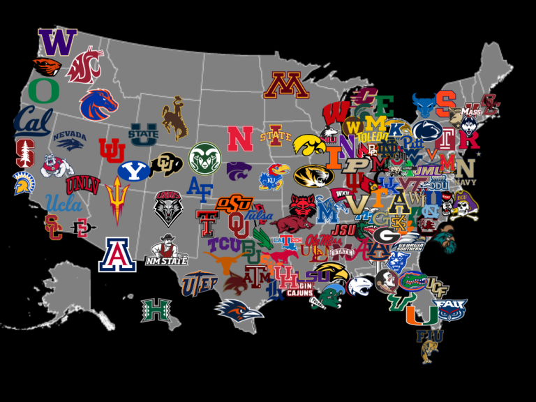 College Football Team Location Map – CFB Select